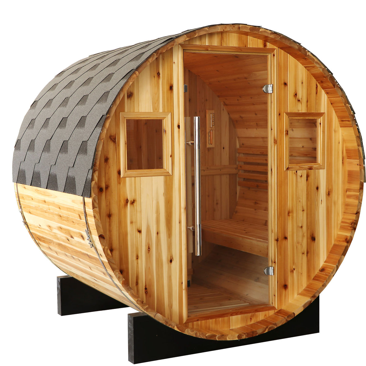 Aurora 2-4 Person Barrel Sauna l Home Spa Essentials